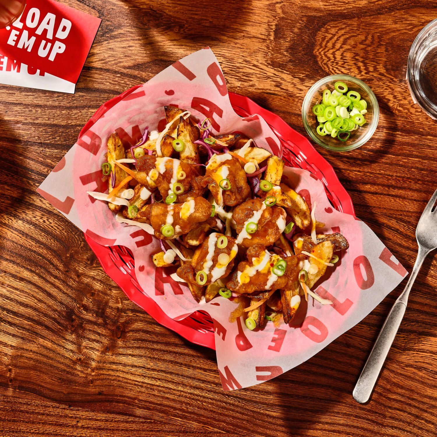 Hawaiian Crispy Chicken Breast Loaded Fries With Pineapple Sauce (25 ...