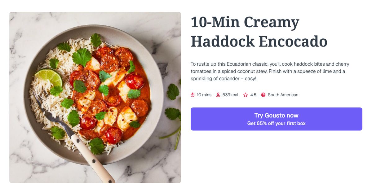 10-Min Creamy Haddock Encocado (10 mins) | Gousto Recipe Search