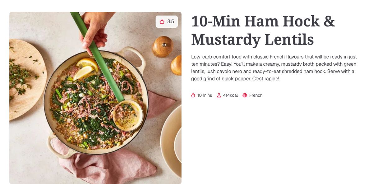 10-Min Ham Hock & Mustardy Lentils (10 mins) | Gousto Recipe Search