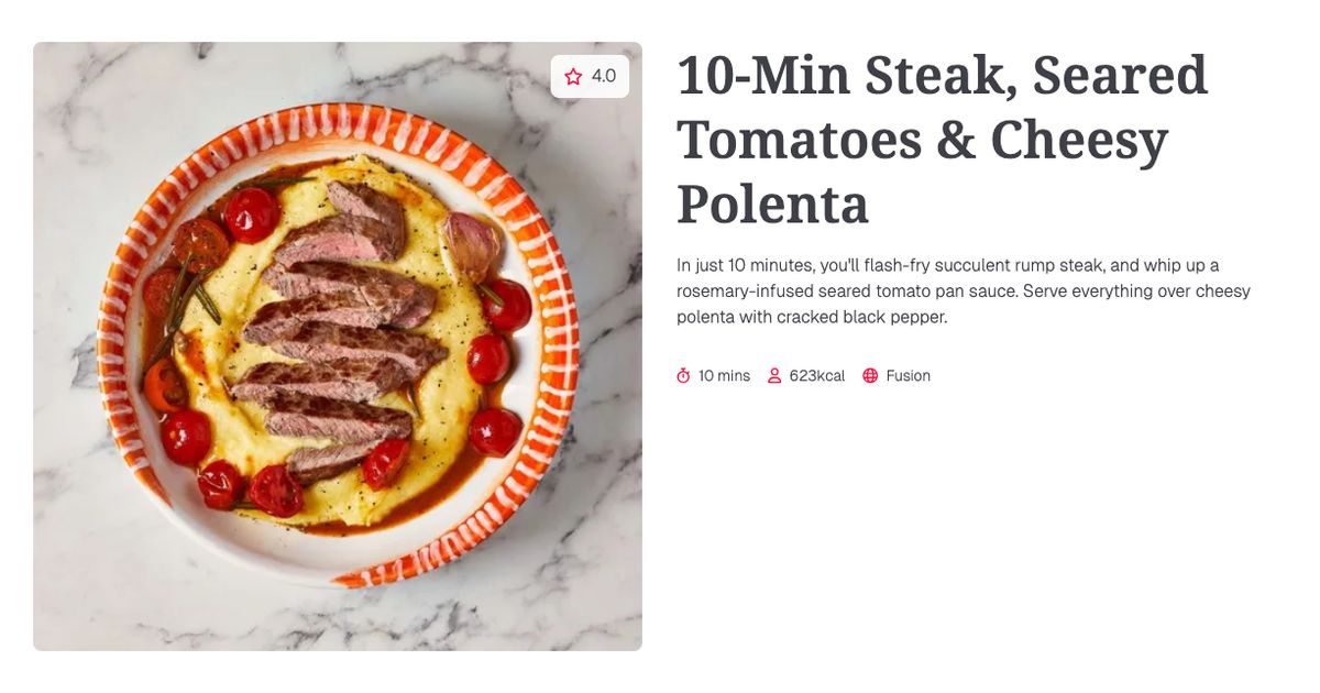 10-Min Steak, Seared Tomatoes & Cheesy Polenta (10 mins) | Gousto ...