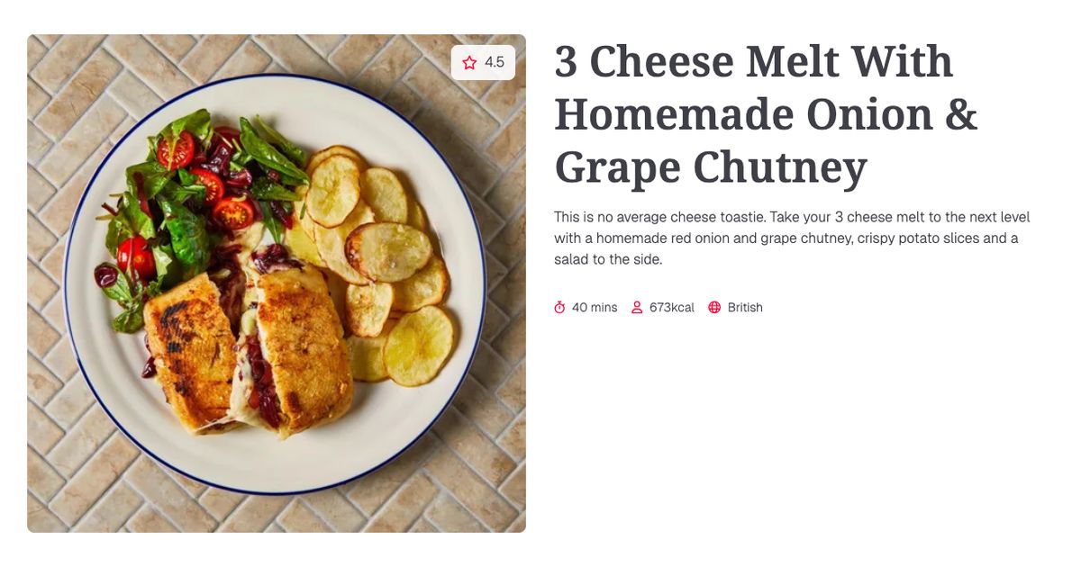 3 Cheese Melt With Homemade Onion & Grape Chutney (40 mins) | Gousto ...