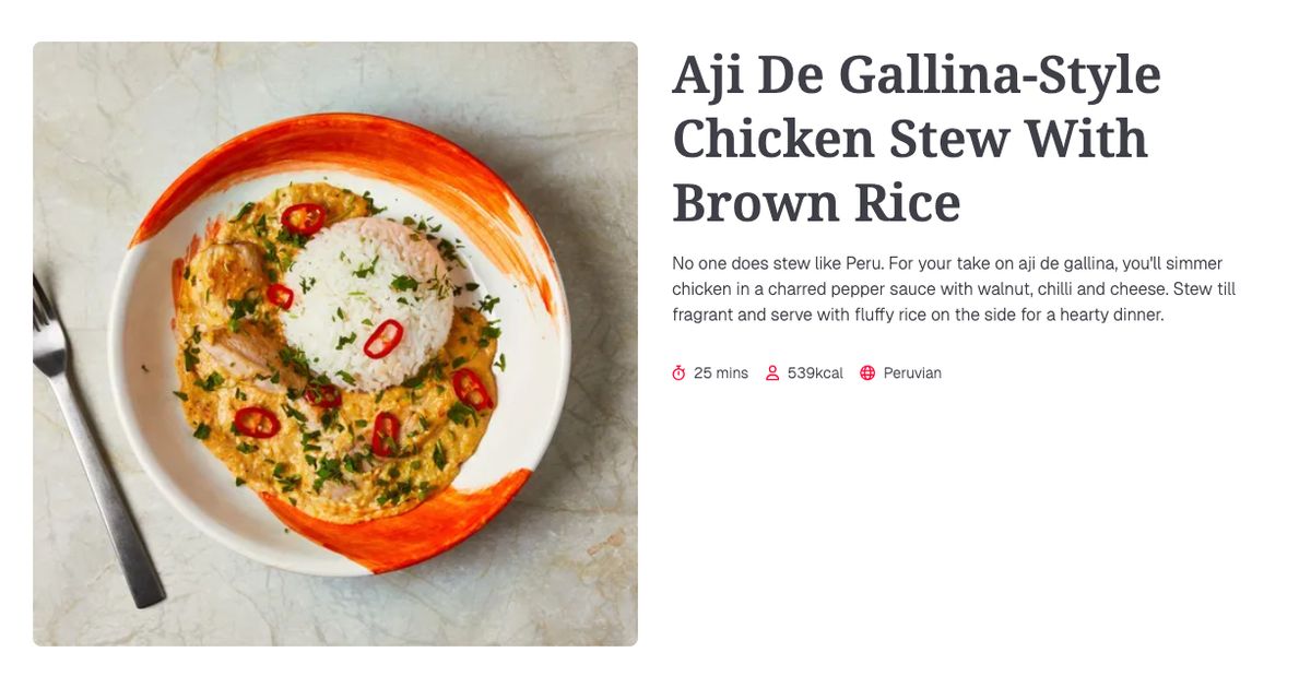 Aji De Gallina-Style Chicken Stew With Brown Rice (25 mins) | Gousto ...