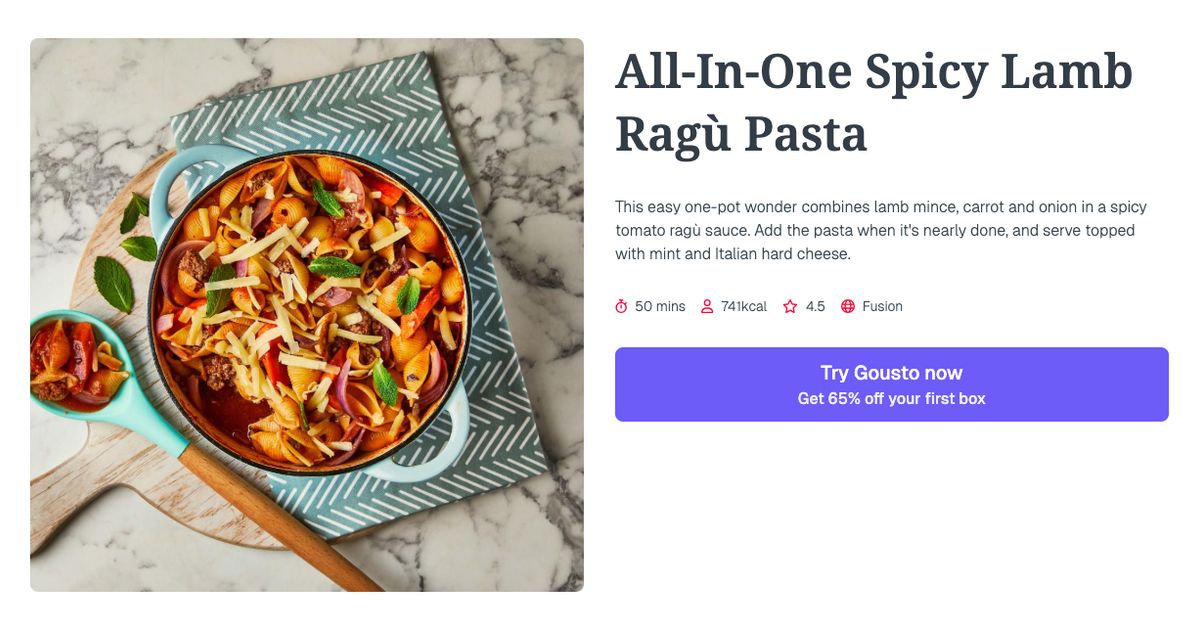 All-In-One Spicy Lamb Ragù Pasta (50 mins) | Gousto Recipe Search