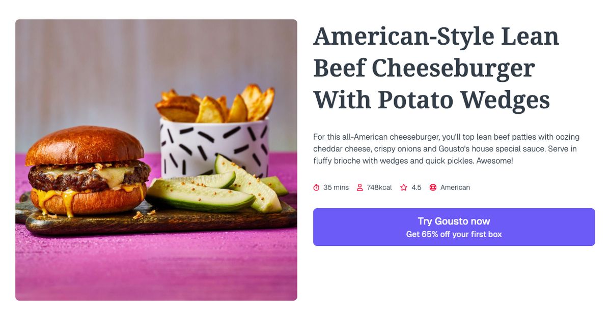 American-Style Lean Beef Cheeseburger With Potato Wedges (35 mins ...