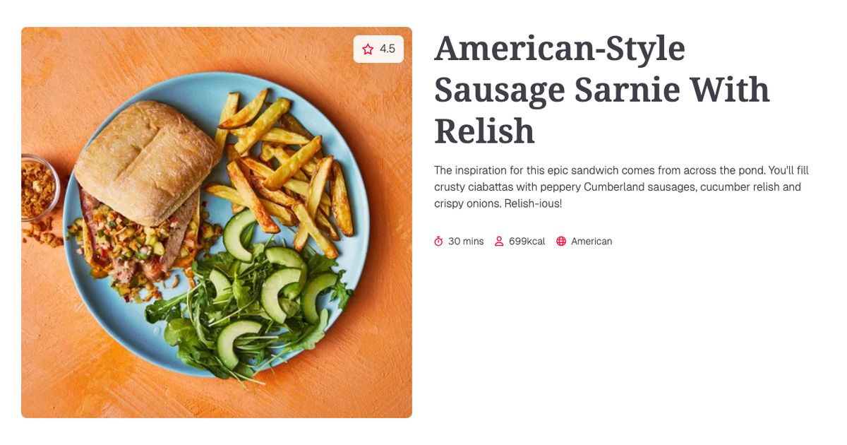 American-Style Sausage Sarnie With Relish (30 mins) | Gousto Recipe Search