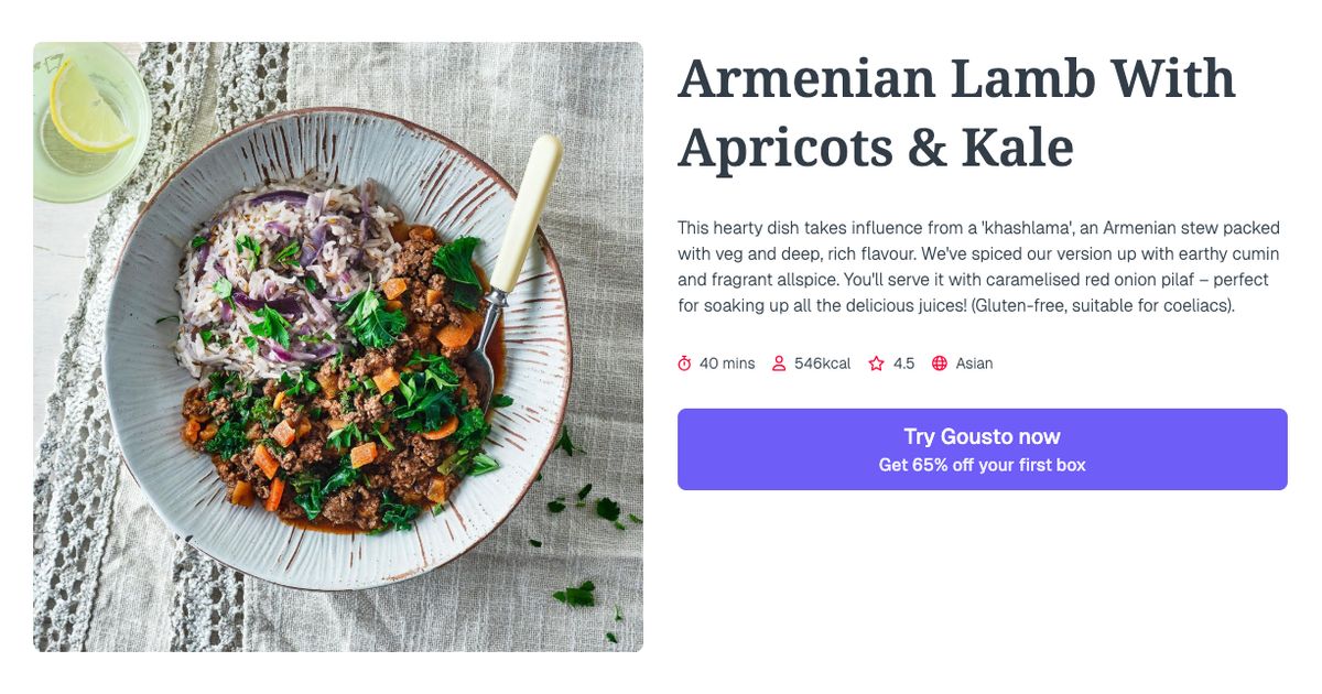 Armenian Lamb With Apricots & Kale (40 mins) | Gousto Recipe Search
