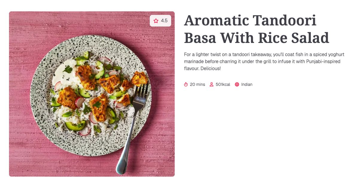 Aromatic Tandoori Basa With Rice Salad (20 mins) | Gousto Recipe Search