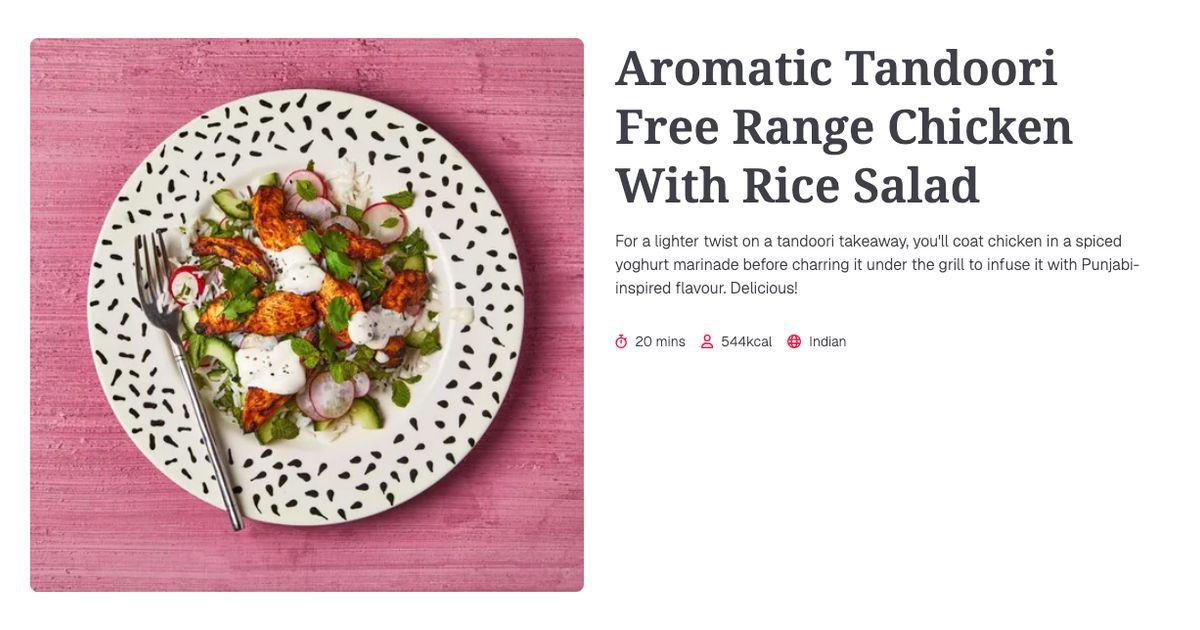 Aromatic Tandoori Free Range Chicken With Rice Salad (20 mins) | Gousto ...