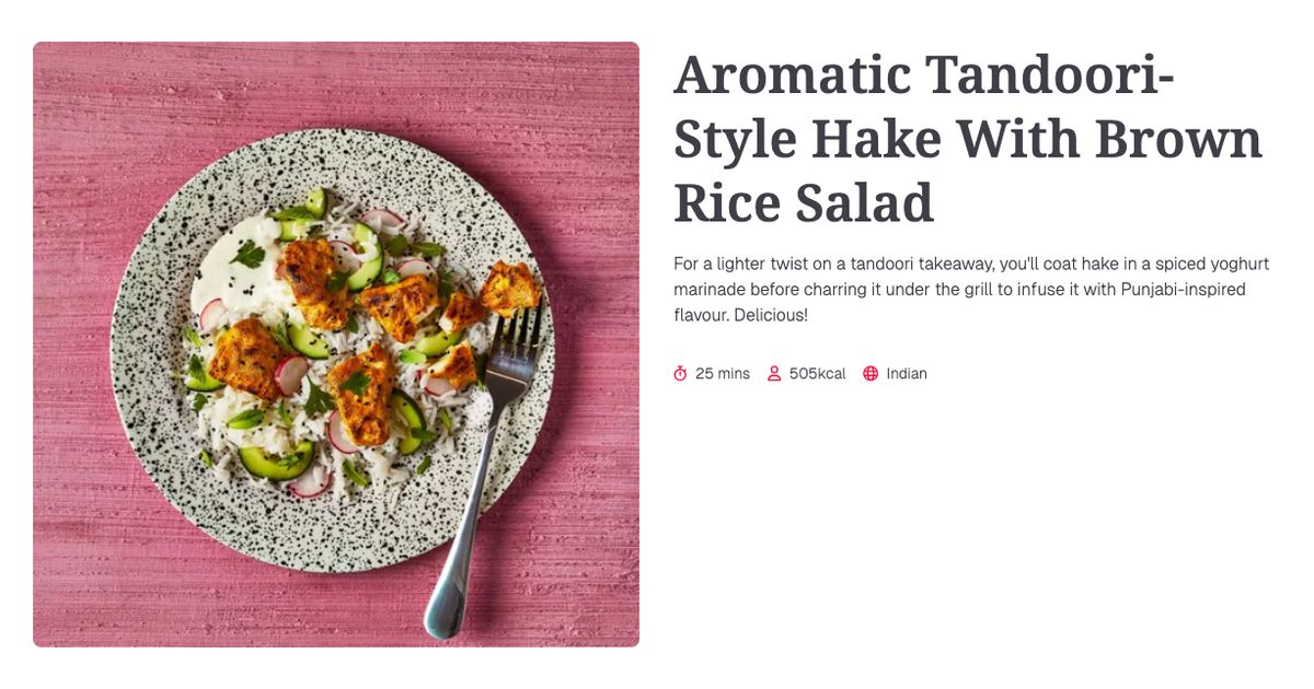 Aromatic Tandoori-Style Hake With Brown Rice Salad (25 mins) | Gousto ...