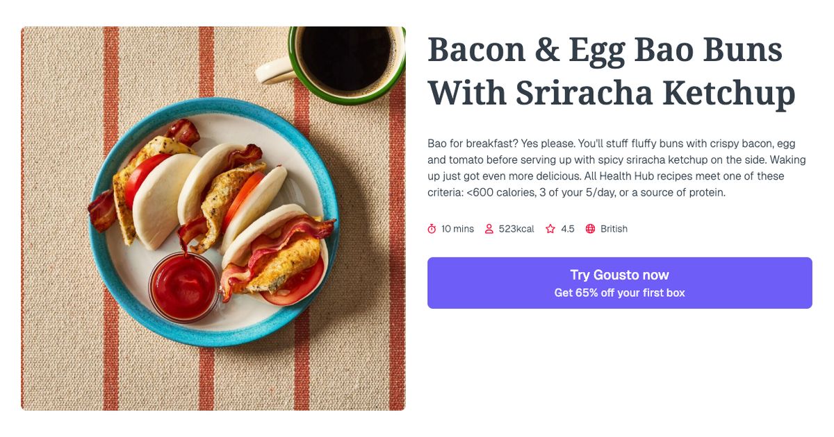 Bacon & Egg Bao Buns With Sriracha Ketchup (10 mins) | Gousto Recipe Search