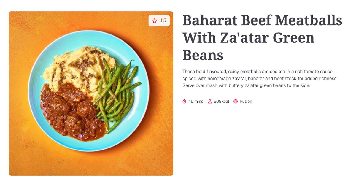 Baharat Beef Meatballs With Za'atar Green Beans (45 mins) | Gousto ...