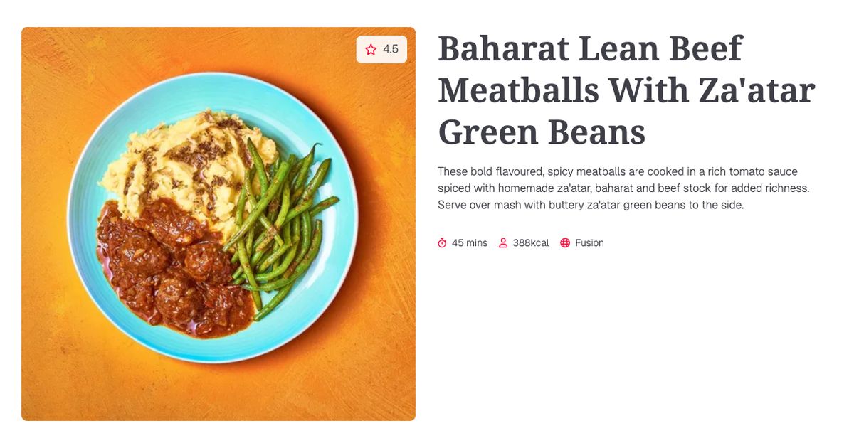 Baharat Lean Beef Meatballs With Za'atar Green Beans (45 mins) | Gousto ...