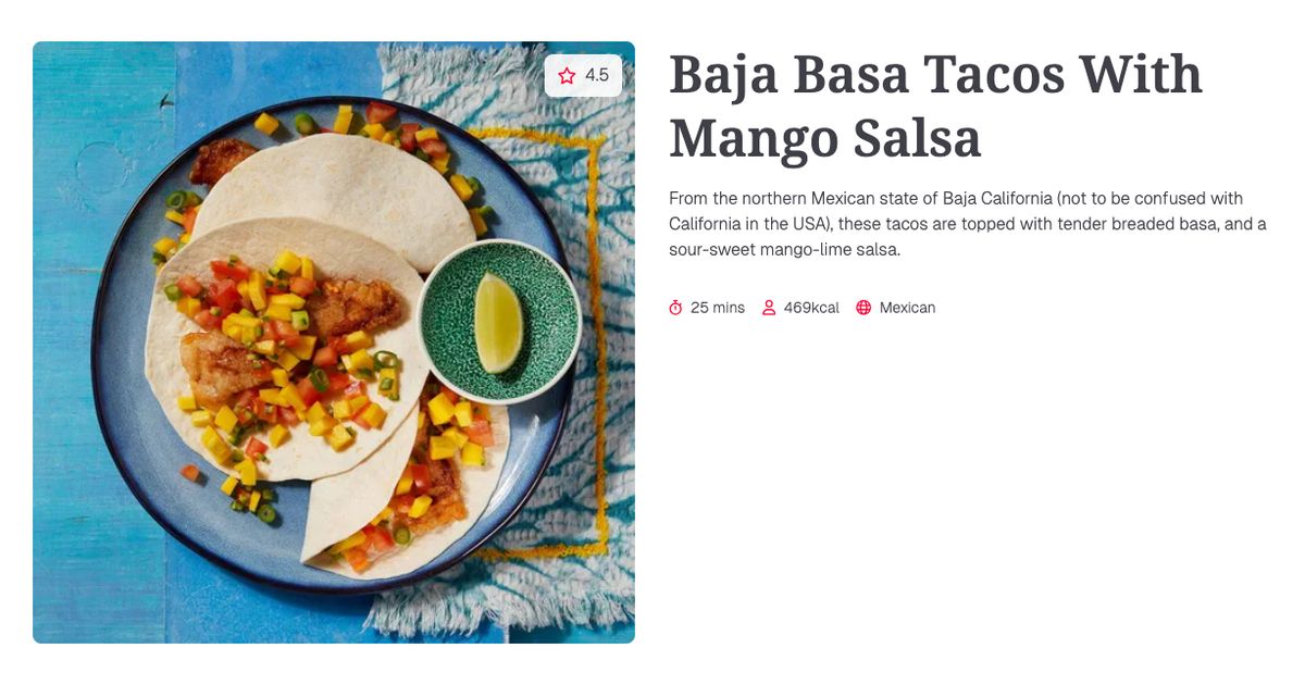 Baja Basa Tacos With Mango Salsa (25 mins) | Gousto Recipe Search