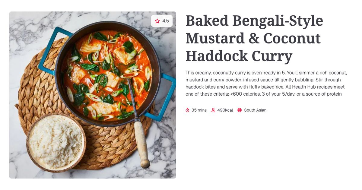 Baked Bengali-Style Mustard & Coconut Haddock Curry (35 mins) | Gousto ...