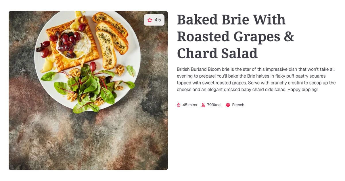 Baked Brie With Roasted Grapes & Chard Salad (45 mins) | Gousto Recipe ...