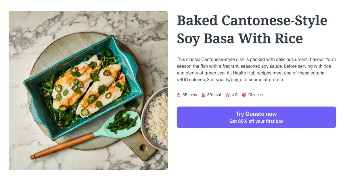 Baked Cantonese-Style Soy Basa With Rice (35 mins) | Gousto Recipe Search