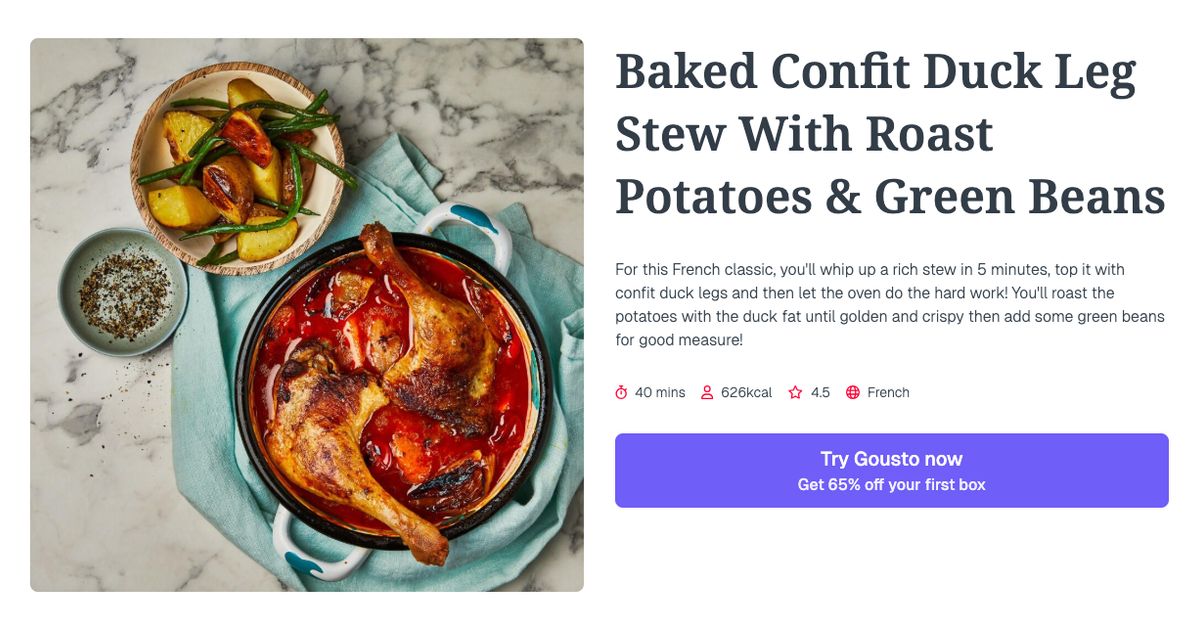 Baked Confit Duck Leg Stew With Roast Potatoes & Green Beans (40 mins ...