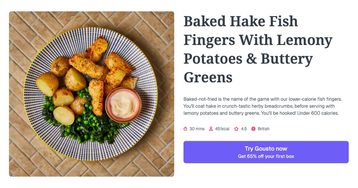 Baked Hake Fish Fingers With Lemony Potatoes & Buttery Greens (30 mins ...