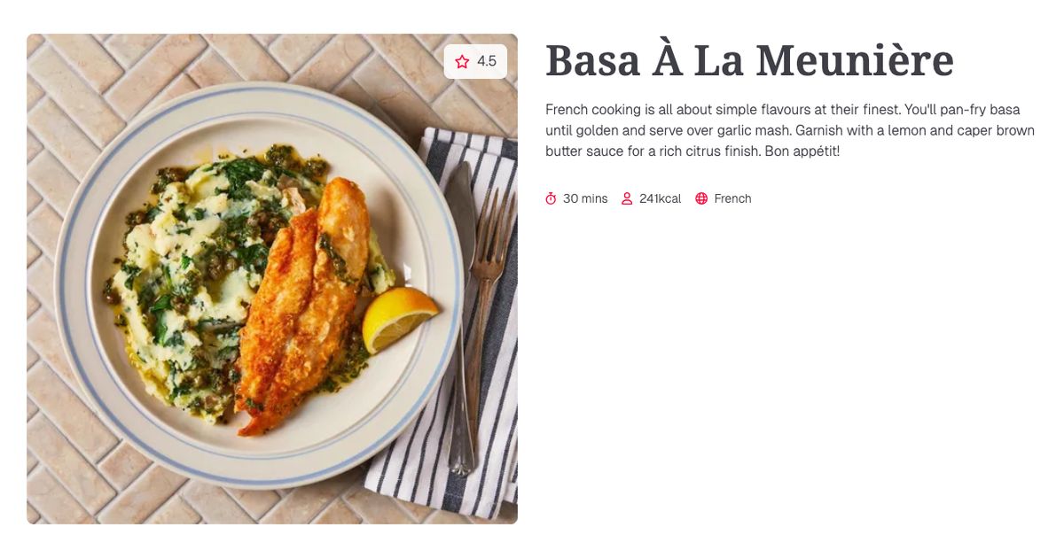 Basa À La Meunière (30 mins) | Gousto Recipe Search
