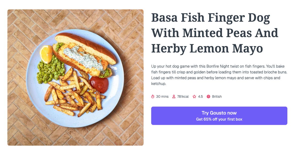 Basa Fish Finger Dog With Minted Peas And Herby Lemon Mayo (30 mins ...