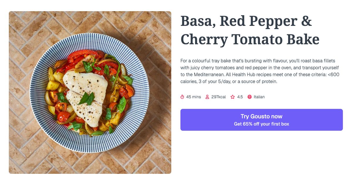 Basa, Red Pepper & Cherry Tomato Bake (45 mins) | Gousto Recipe Search