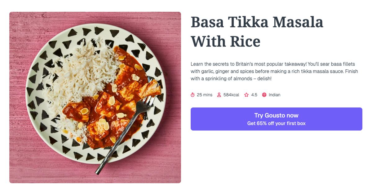 Basa Tikka Masala With Rice (25 mins) | Gousto Recipe Search