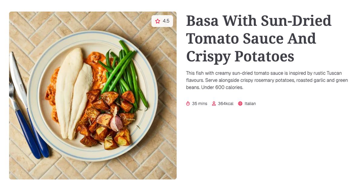 Basa With Sun-Dried Tomato Sauce And Crispy Potatoes (35 mins) | Gousto ...