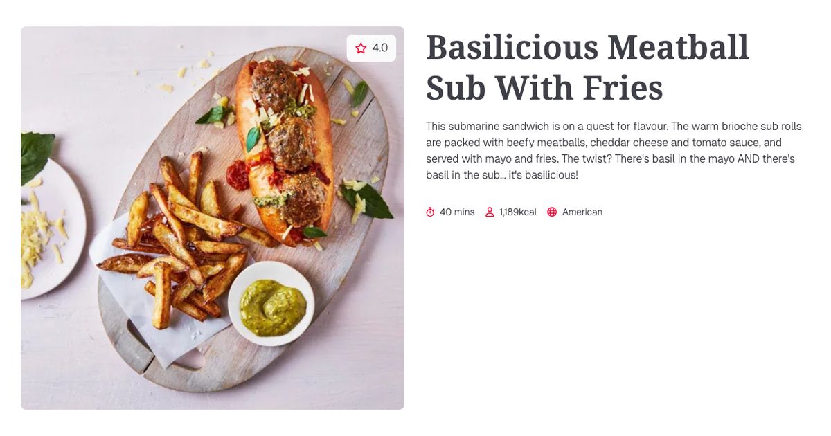 Basilicious Meatball Sub With Fries (40 mins) | Gousto Recipe Search