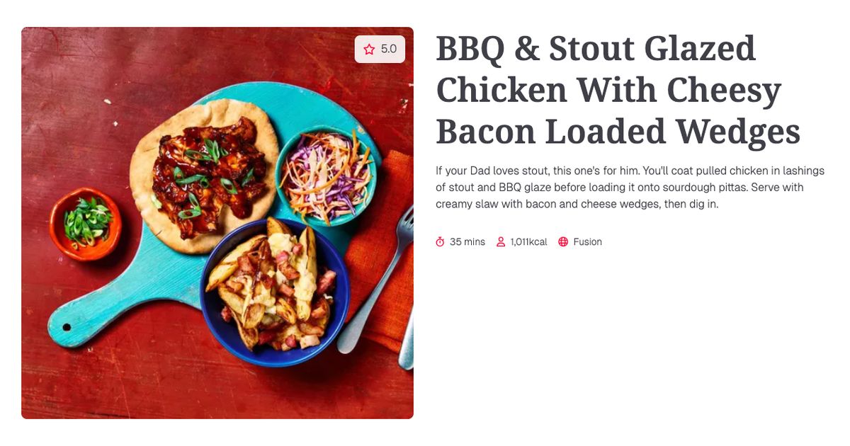 BBQ & Stout Glazed Chicken With Cheesy Bacon Loaded Wedges (35 mins ...