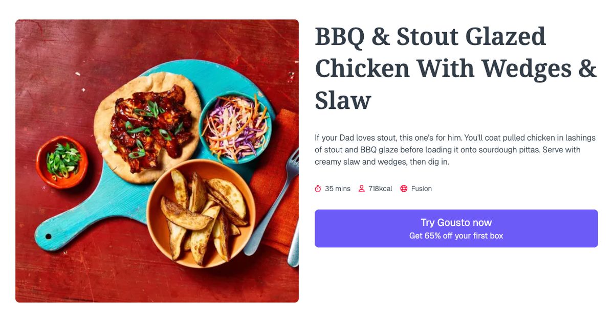 BBQ & Stout Glazed Chicken With Wedges & Slaw (35 mins) | Gousto Recipe ...