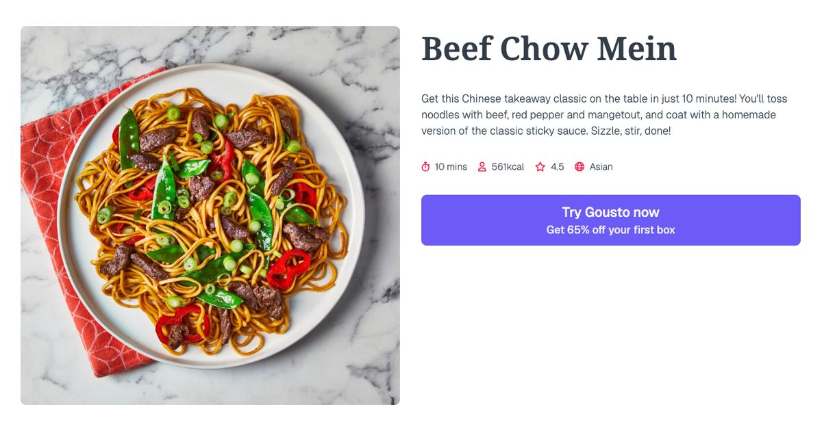 Beef Chow Mein (10 mins) | Gousto Recipe Search
