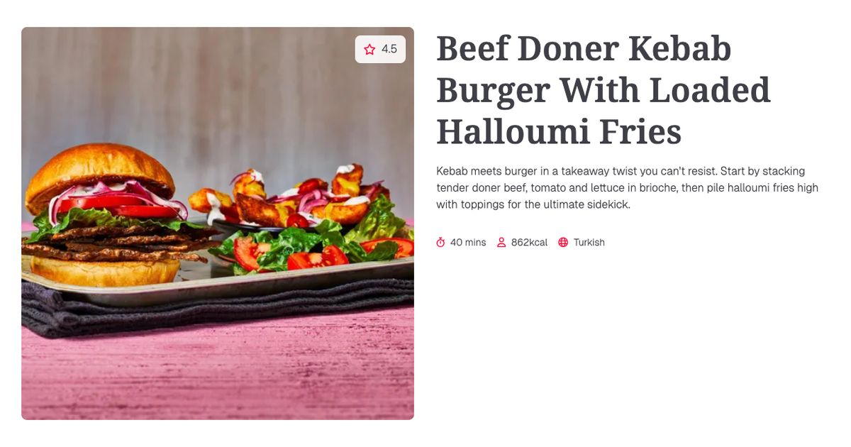 Beef Doner Kebab Burger With Loaded Halloumi Fries (40 mins) | Gousto ...