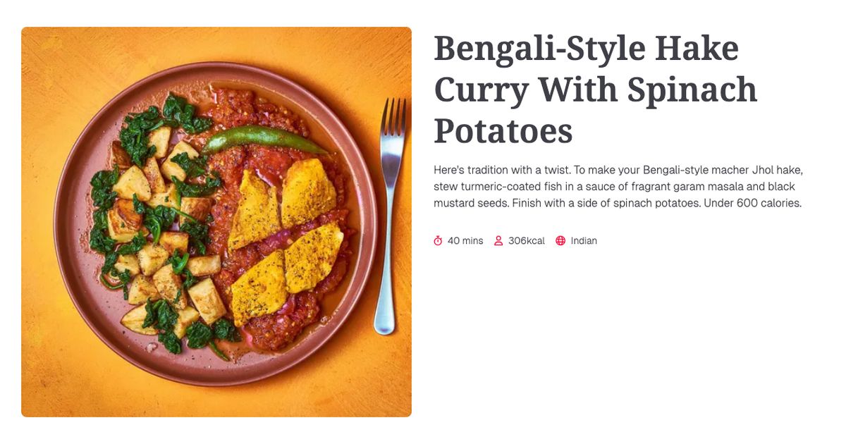 Bengali-Style Hake Curry With Spinach Potatoes (40 mins) | Gousto ...