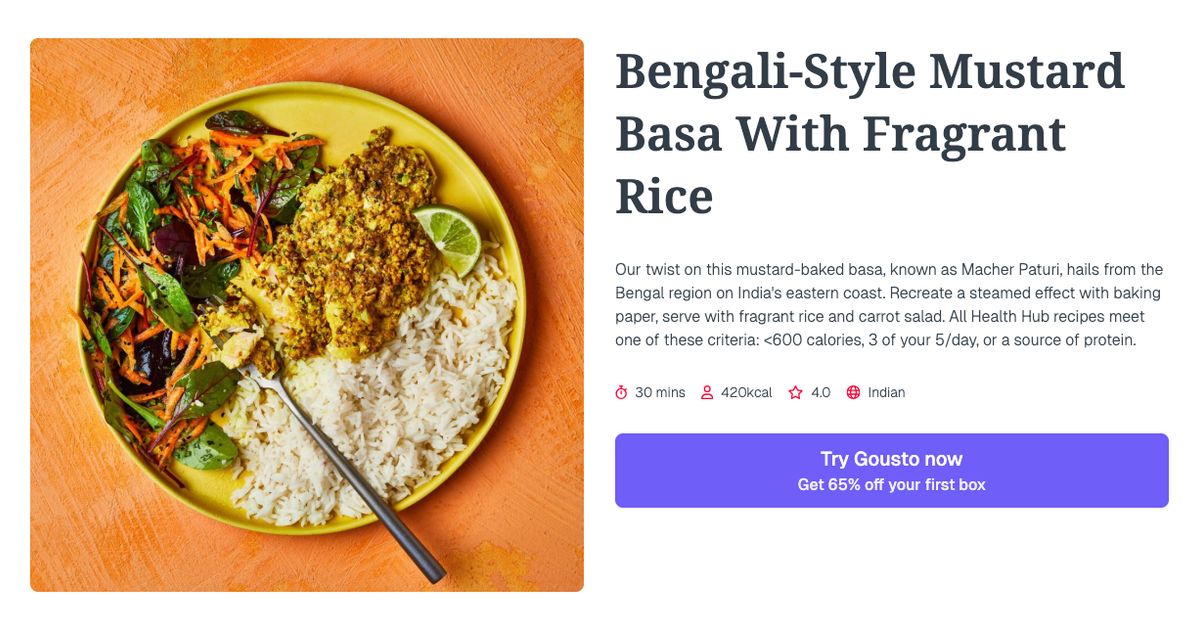 Bengali-Style Mustard Basa With Fragrant Rice (30 mins) | Gousto Recipe ...