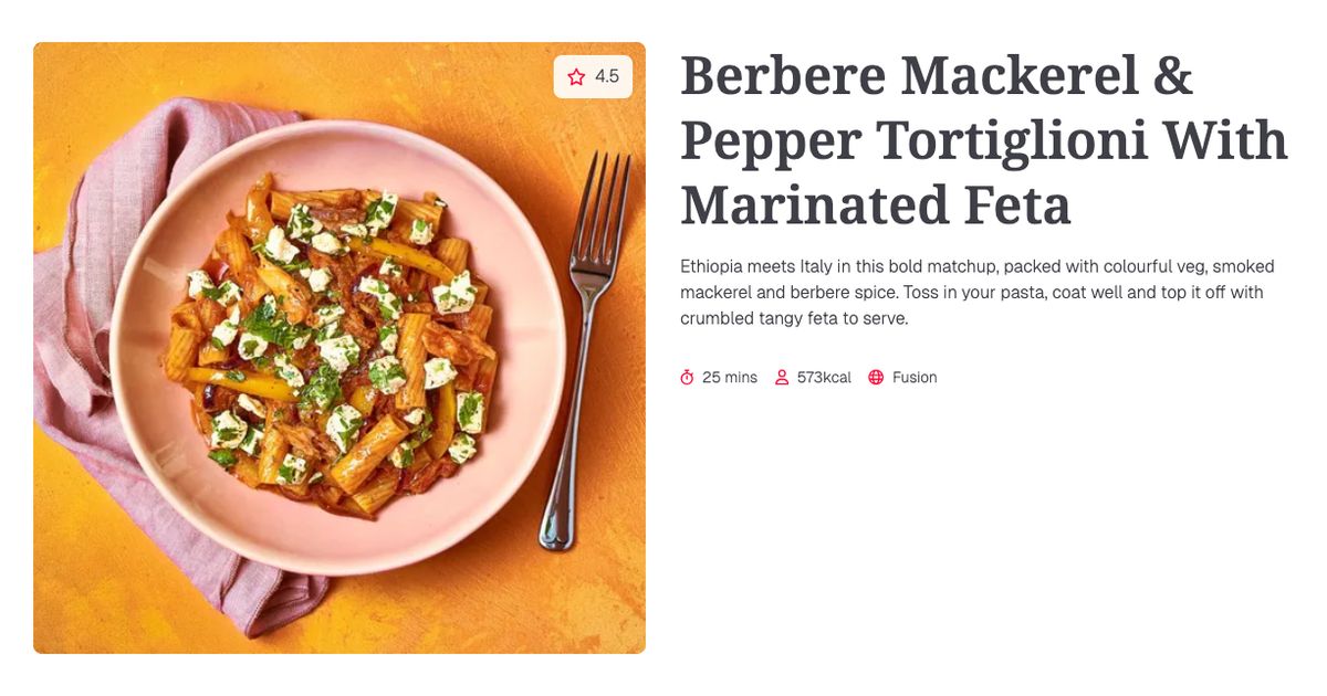 Berbere Mackerel & Pepper Tortiglioni With Marinated Feta (25 mins ...