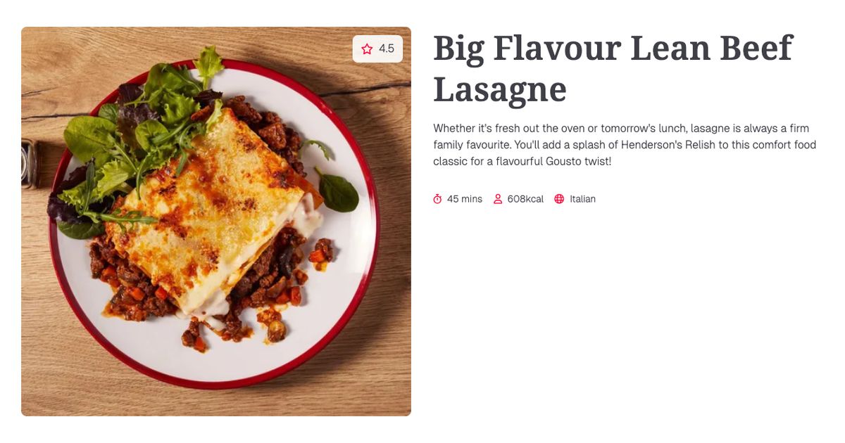 Big Flavour Lean Beef Lasagne (45 mins) | Gousto Recipe Search
