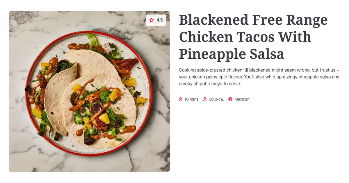 Blackened Free Range Chicken Tacos With Pineapple Salsa (10 mins ...