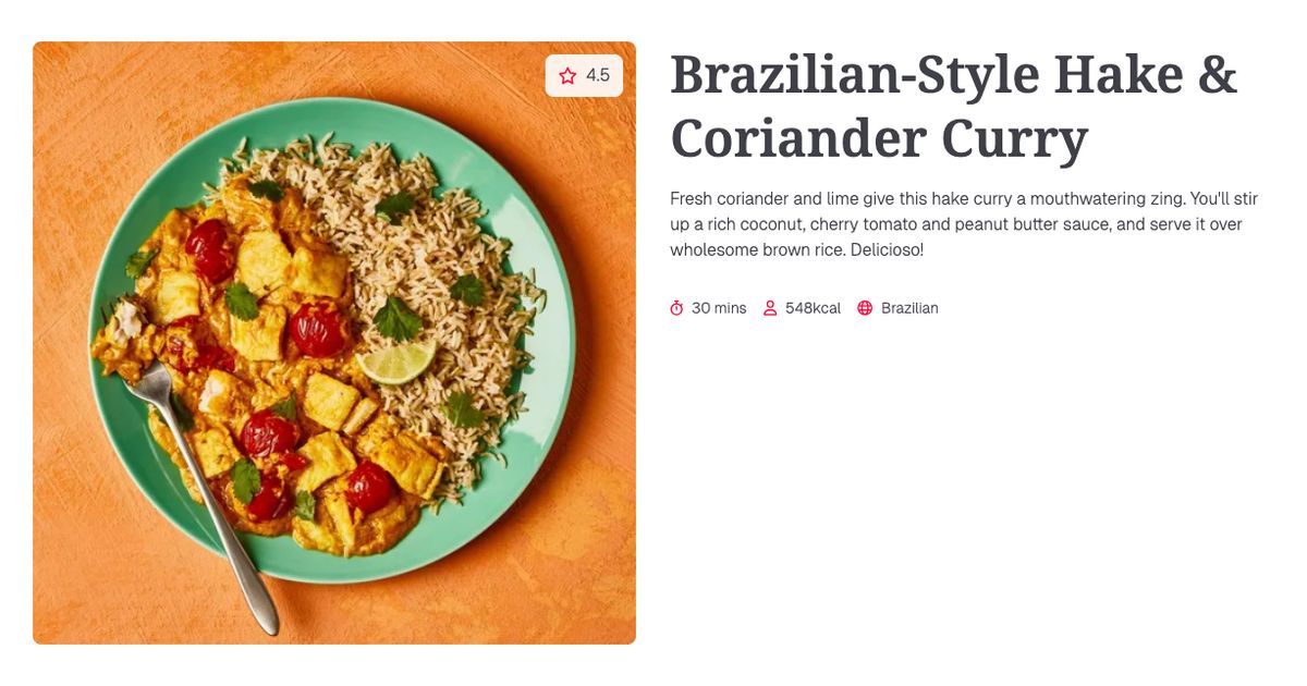 Brazilian-Style Hake & Coriander Curry (30 mins) | Gousto Recipe Search
