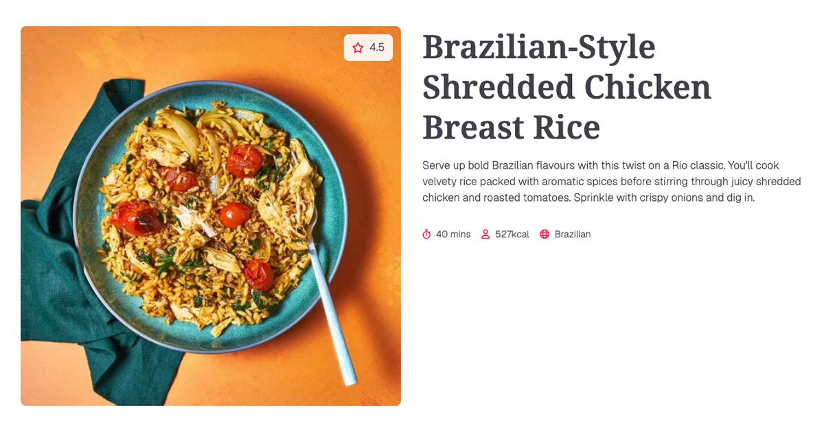 Brazilian-Style Shredded Chicken Breast Rice (40 mins) | Gousto Recipe ...