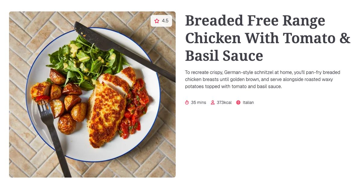 Breaded Free Range Chicken With Tomato & Basil Sauce (35 mins) | Gousto ...
