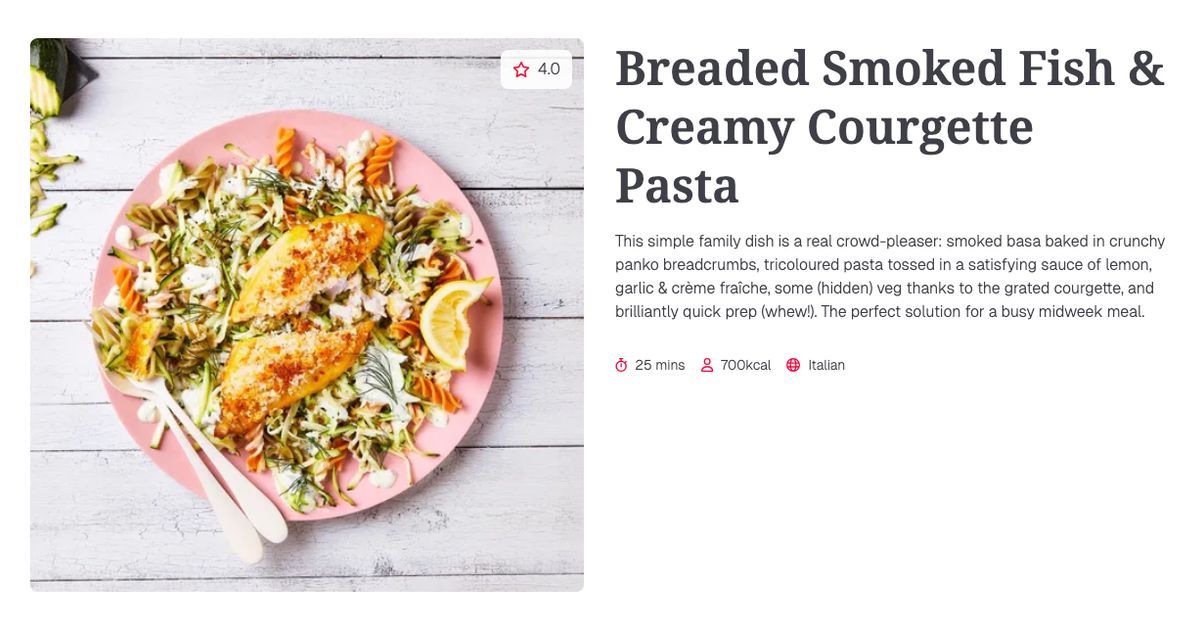 Breaded Smoked Fish & Creamy Courgette Pasta (25 mins) | Gousto Recipe ...