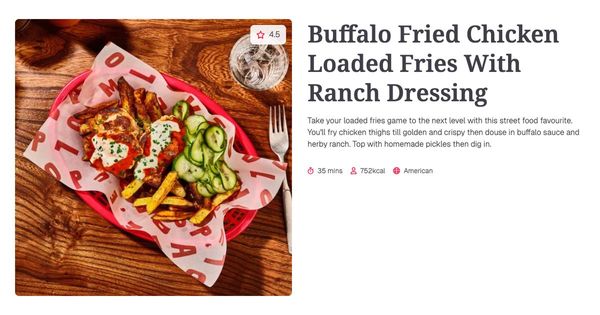 Buffalo Fried Chicken Loaded Fries With Ranch Dressing (35 mins ...