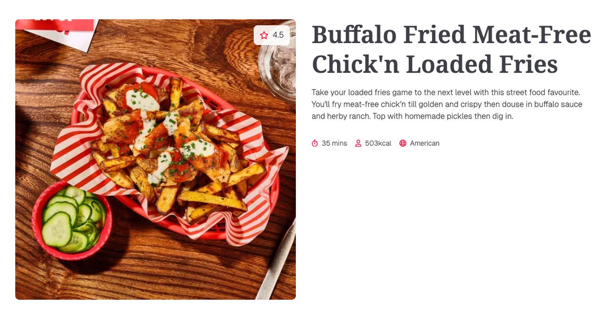 Buffalo Fried Meat-Free Chick'n Loaded Fries (35 mins) | Gousto Recipe ...