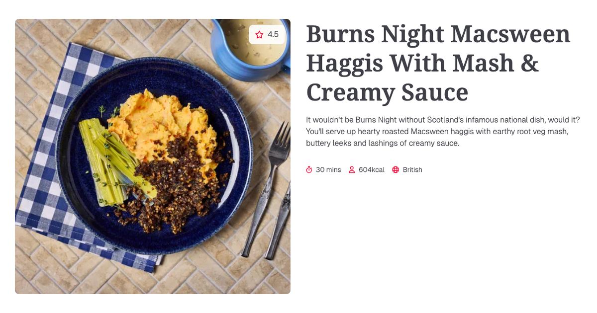 Burns Night Macsween Haggis With Mash & Creamy Sauce (30 mins) | Gousto ...