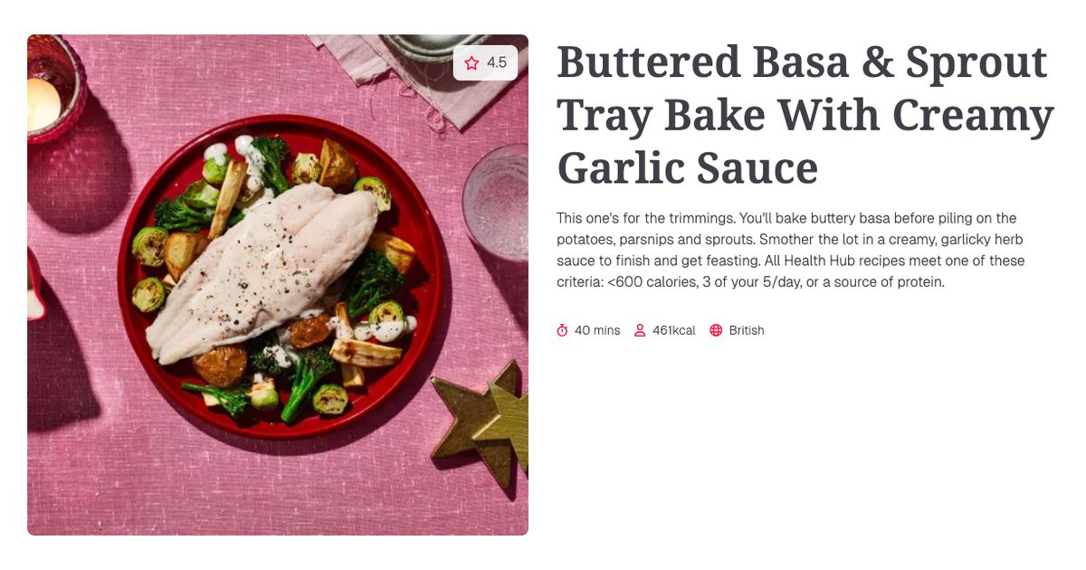 Buttered Basa & Sprout Tray Bake With Creamy Garlic Sauce (40 mins ...