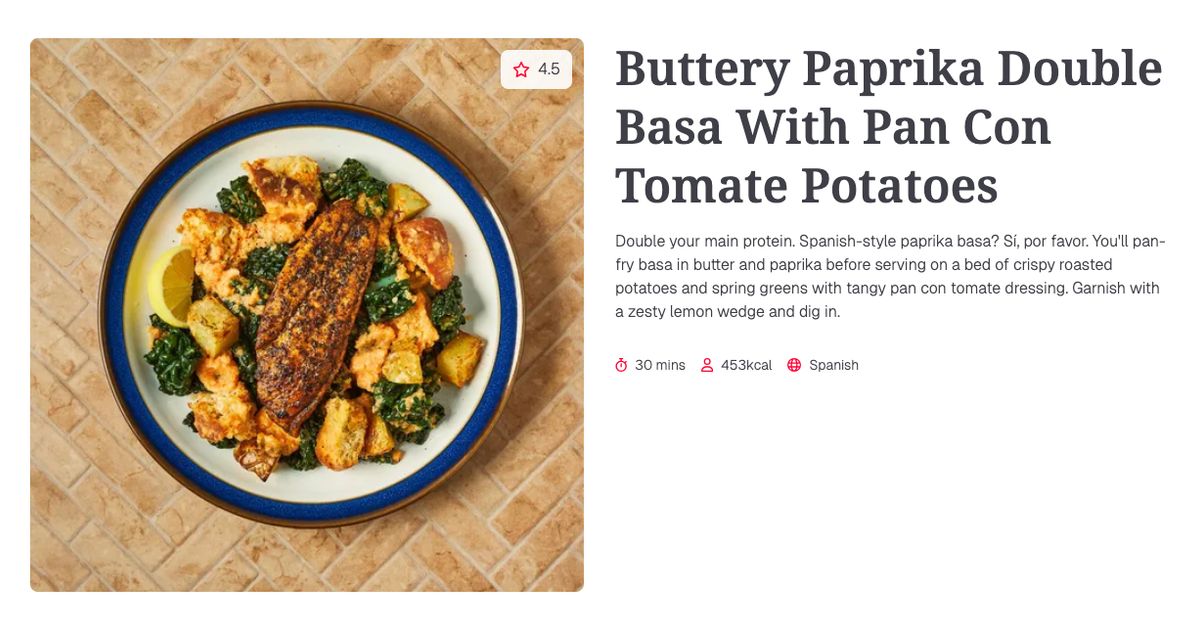 Buttery Paprika Double Basa With Pan Con Tomate Potatoes (30 mins ...