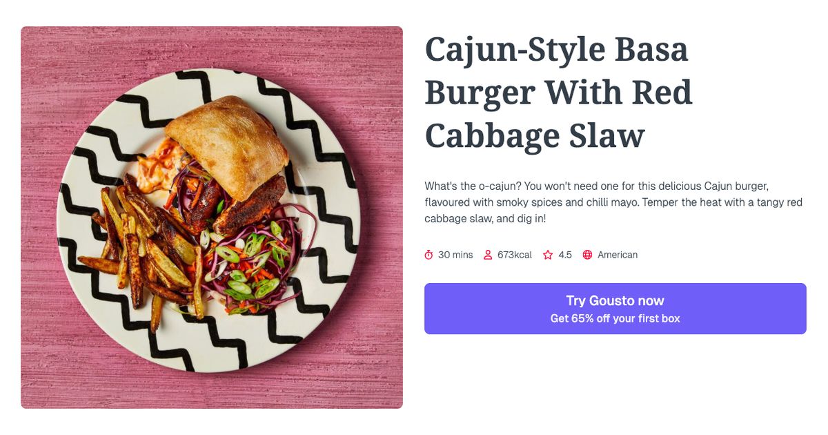Cajun-Style Basa Burger With Red Cabbage Slaw (30 mins) | Gousto Recipe ...