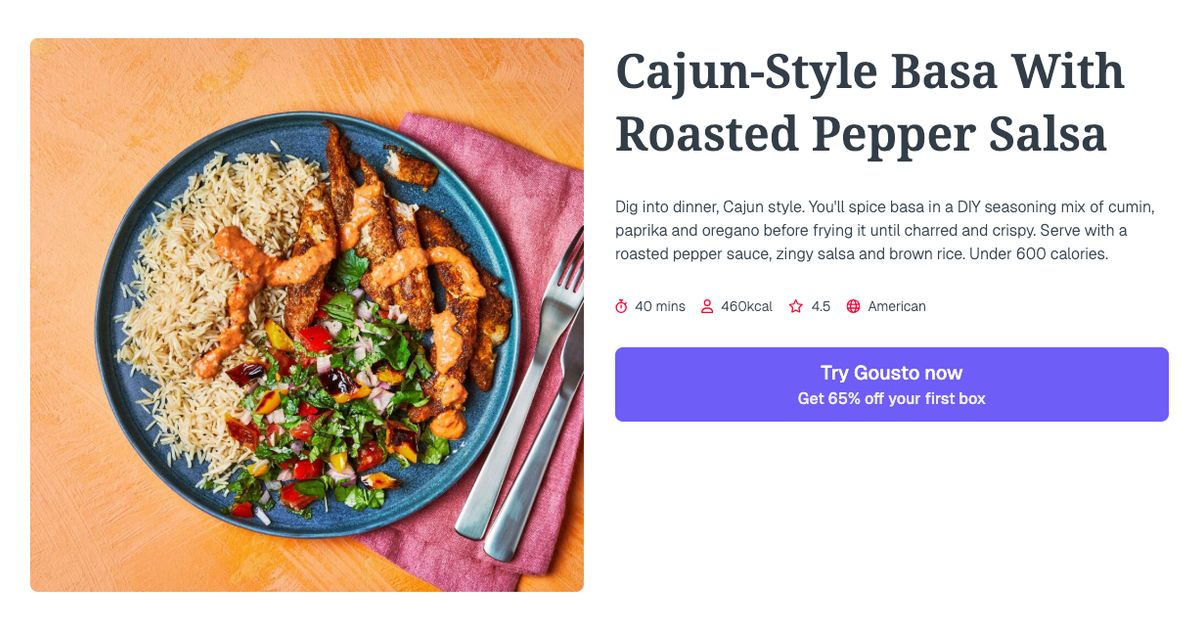 Cajun-Style Basa With Roasted Pepper Salsa (40 mins) | Gousto Recipe Search