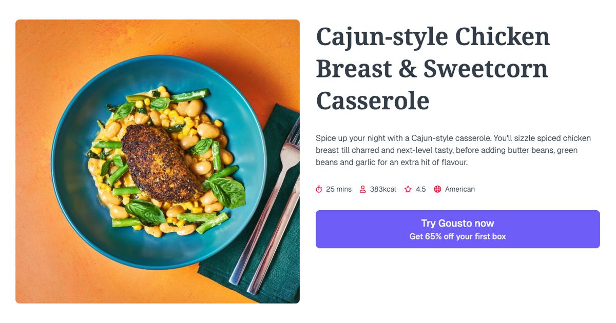 Cajun-style Chicken Breast & Sweetcorn Casserole (25 mins) | Gousto ...