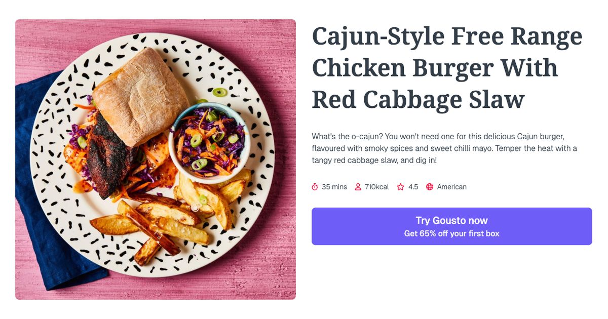 Cajun-Style Free Range Chicken Burger With Red Cabbage Slaw (35 mins ...